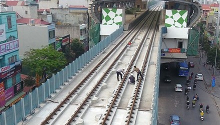 Cận cảnh đường ray trên tuyến đường sắt đô thị Cát Linh - Hà Đông