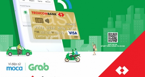 Ví điện tử Moca trên ứng dụng Grab chính thức liên kết với Techcombank